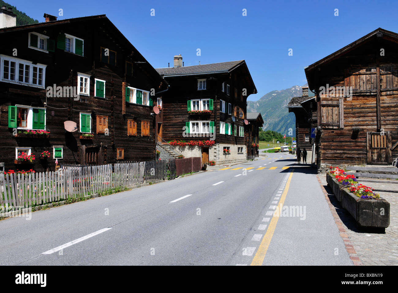 Typische alpine Dorf Ulrichen im Oberwallis, Kanton Wallis, Schweiz ...