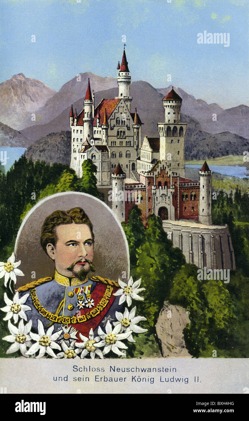 Ludwig II., 25.8.1845 - 13.6.1886, König von Bayern, Porträt, Schloss ...