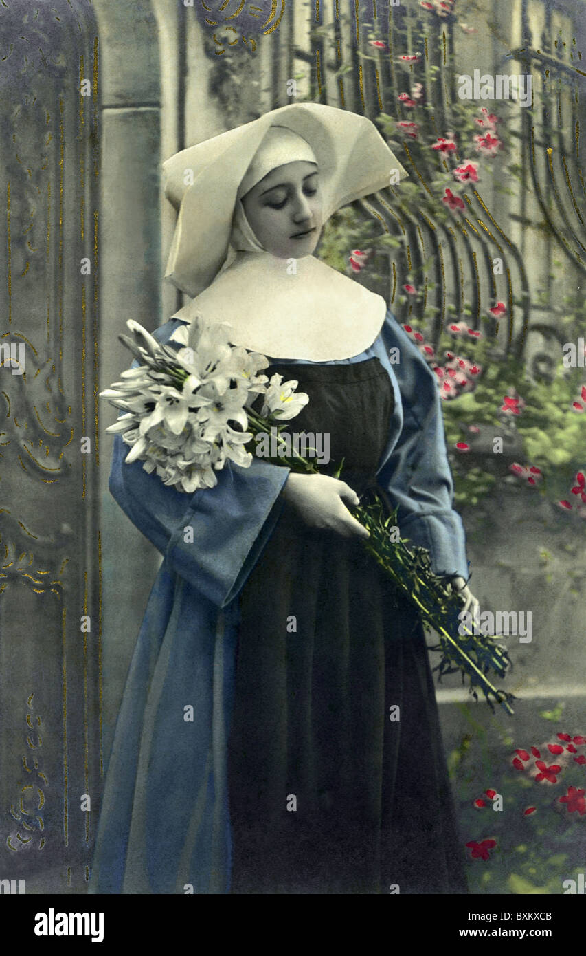 Religion, Nonne, Frankreich, um 1910, zusätzliche-Rechte-Clearenzen ...