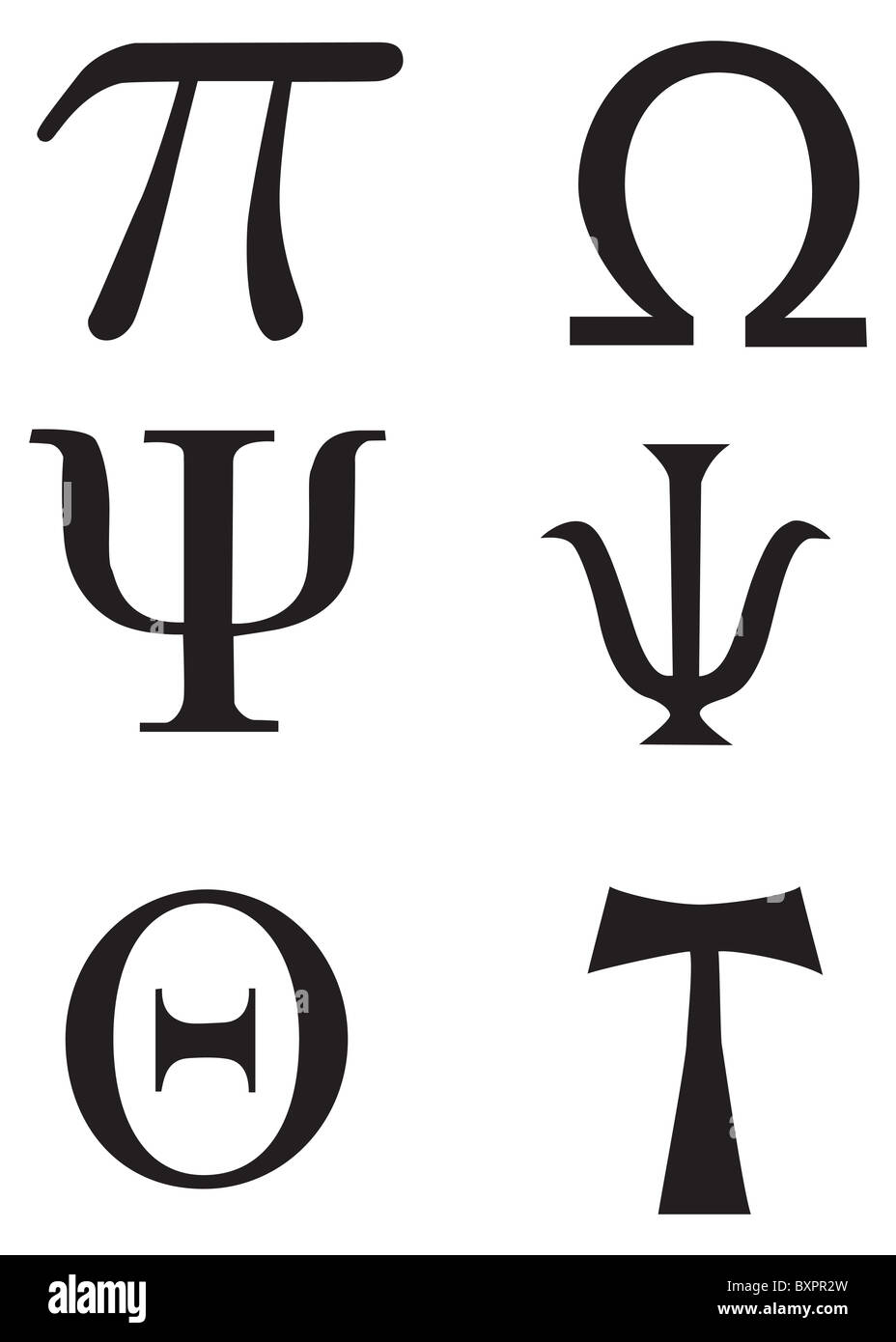 Verschiedene griechische Zeichen und Symbole für Tätowierung oder ...