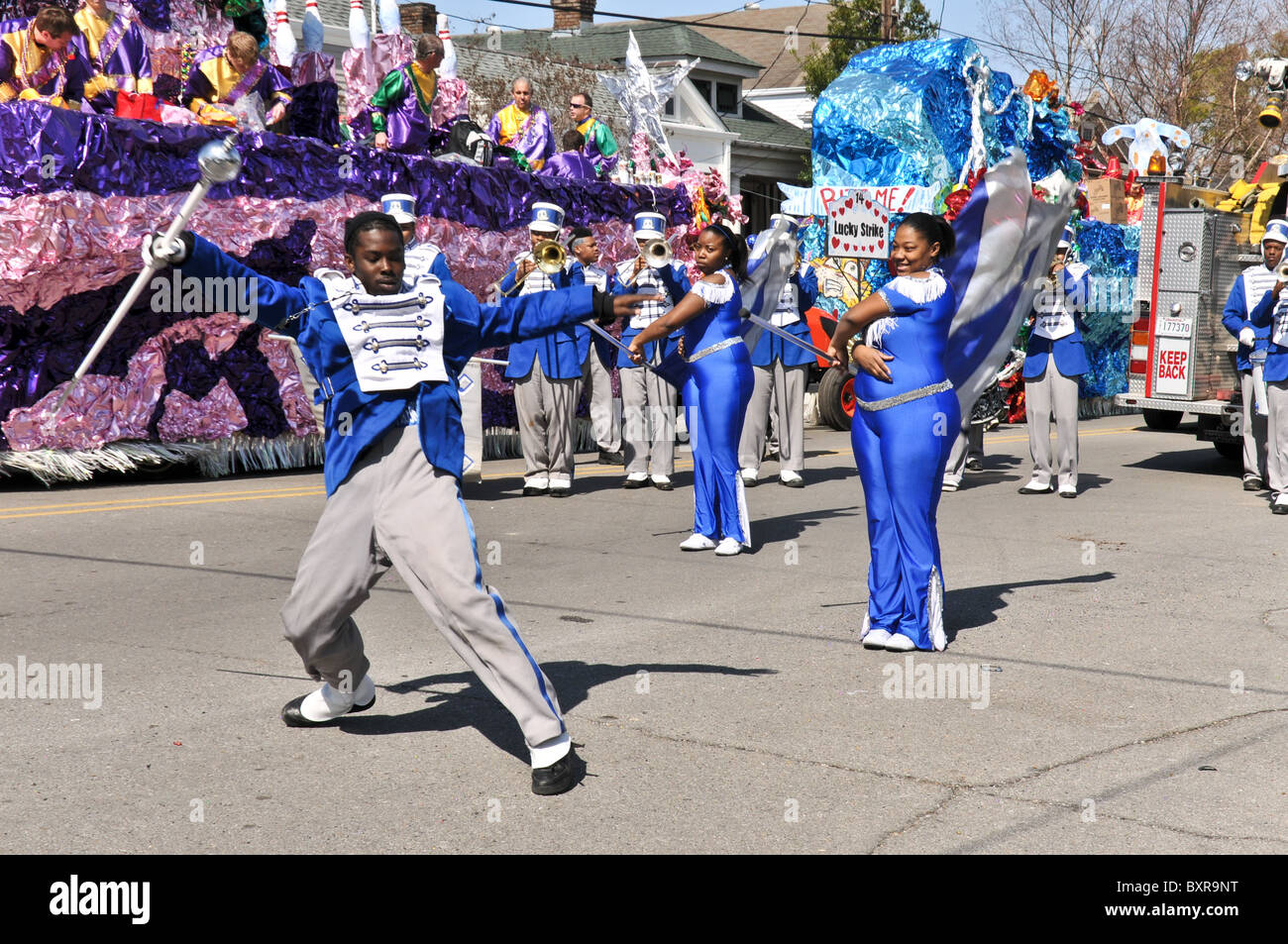 Tanzen marching Band Tambourmajor in Parade, Karneval 2010, New Orleans ...