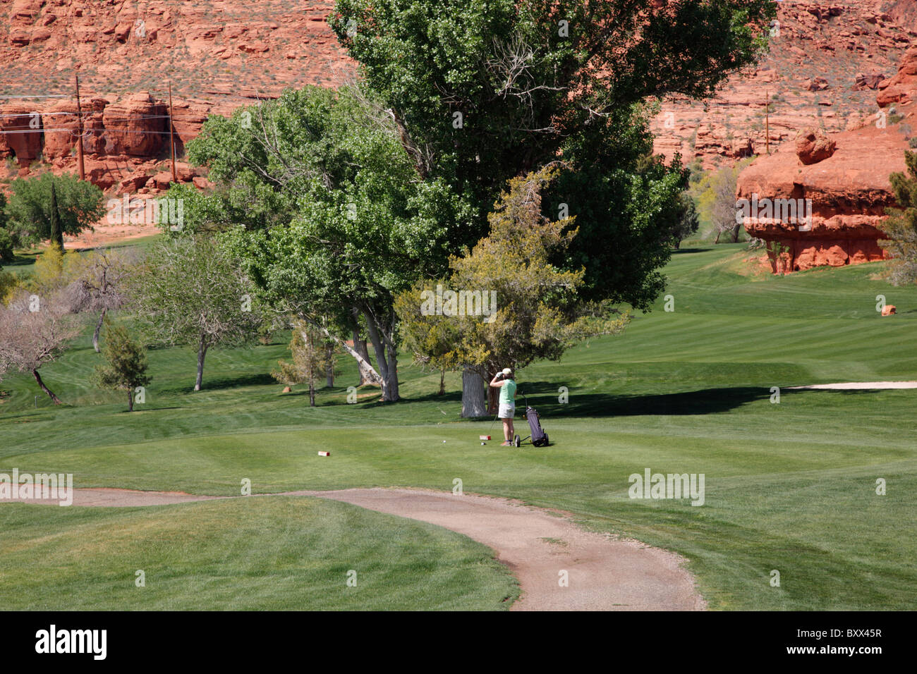 Golfen am Dixie Red Hills Golfplatz in St. George, Utah, USA ...