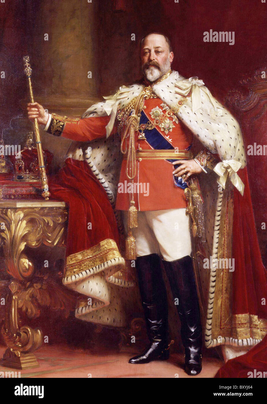 König EDWARD VII. (1841-1910) in seinem 1902 Krönung Roben, gemalt von ...
