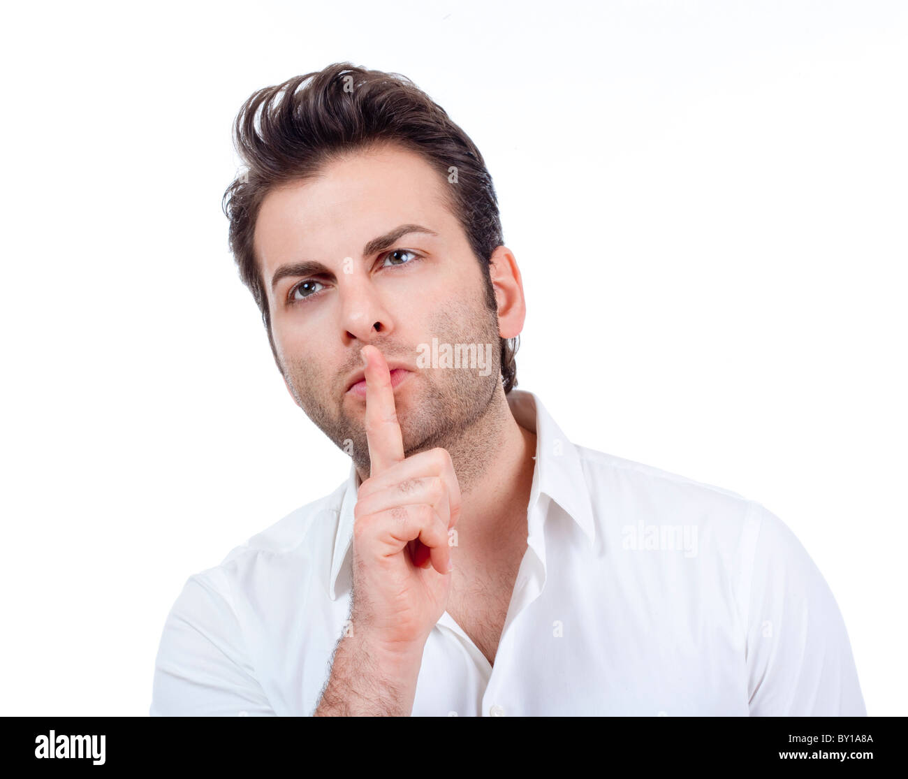 Ein Zeigefinger Auf Ihrem Mund Stockfotos und -bilder Kaufen - Alamy