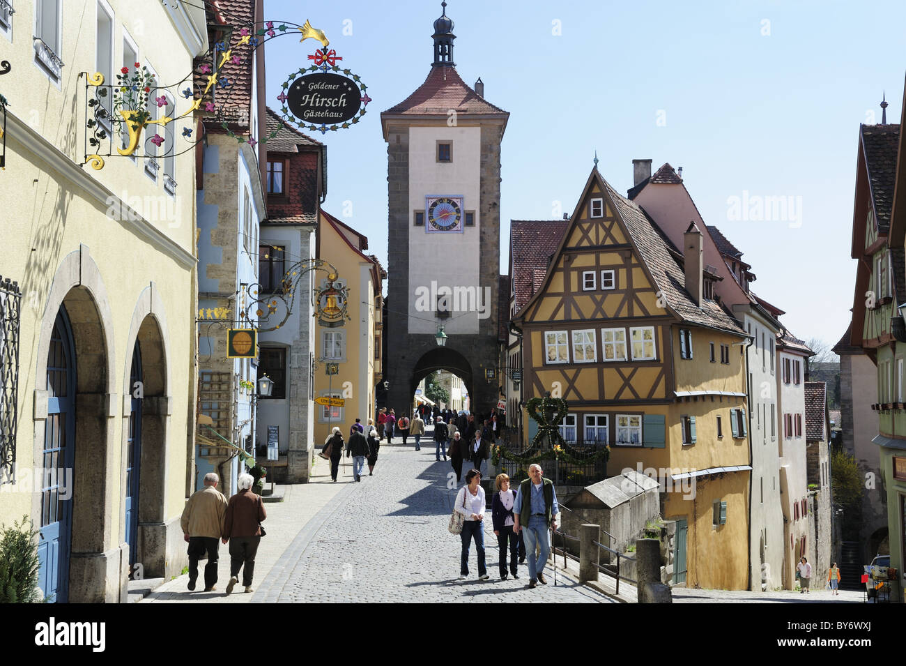 Ploenlein mit Tor Sieberstor, Rothenburg Ob der Tauber, Bavaria ...