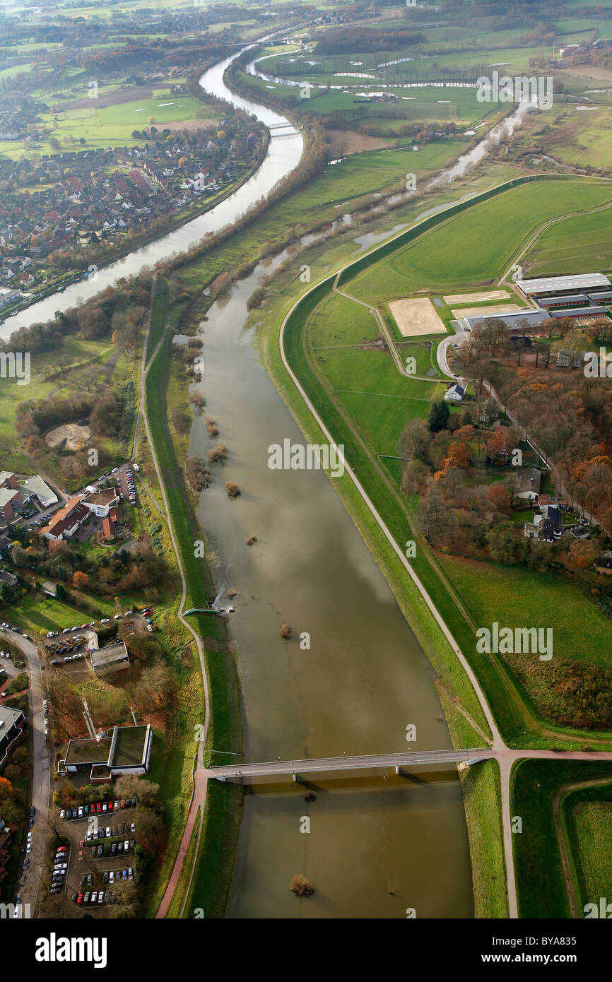 Luftaufnahme, Dorsten, Wesel-Datteln-Kanal Kanal, Kanal, Brücken, Fluss ...