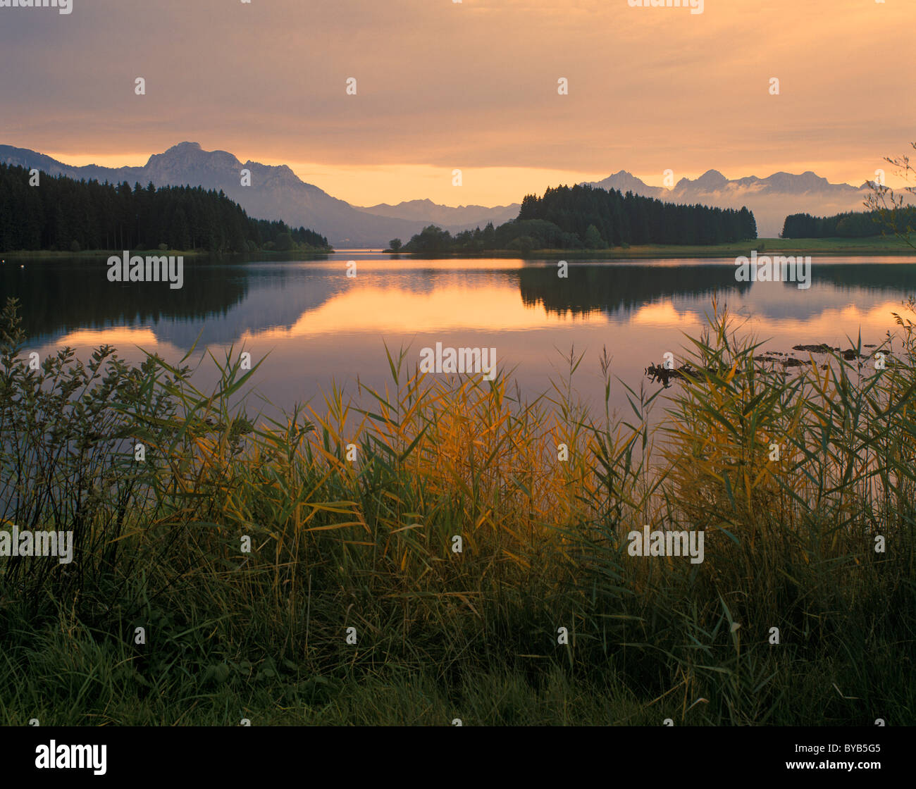 Forggensee See, Stausee des Lech Flusses, Allgäu, bayerische Schwaben ...