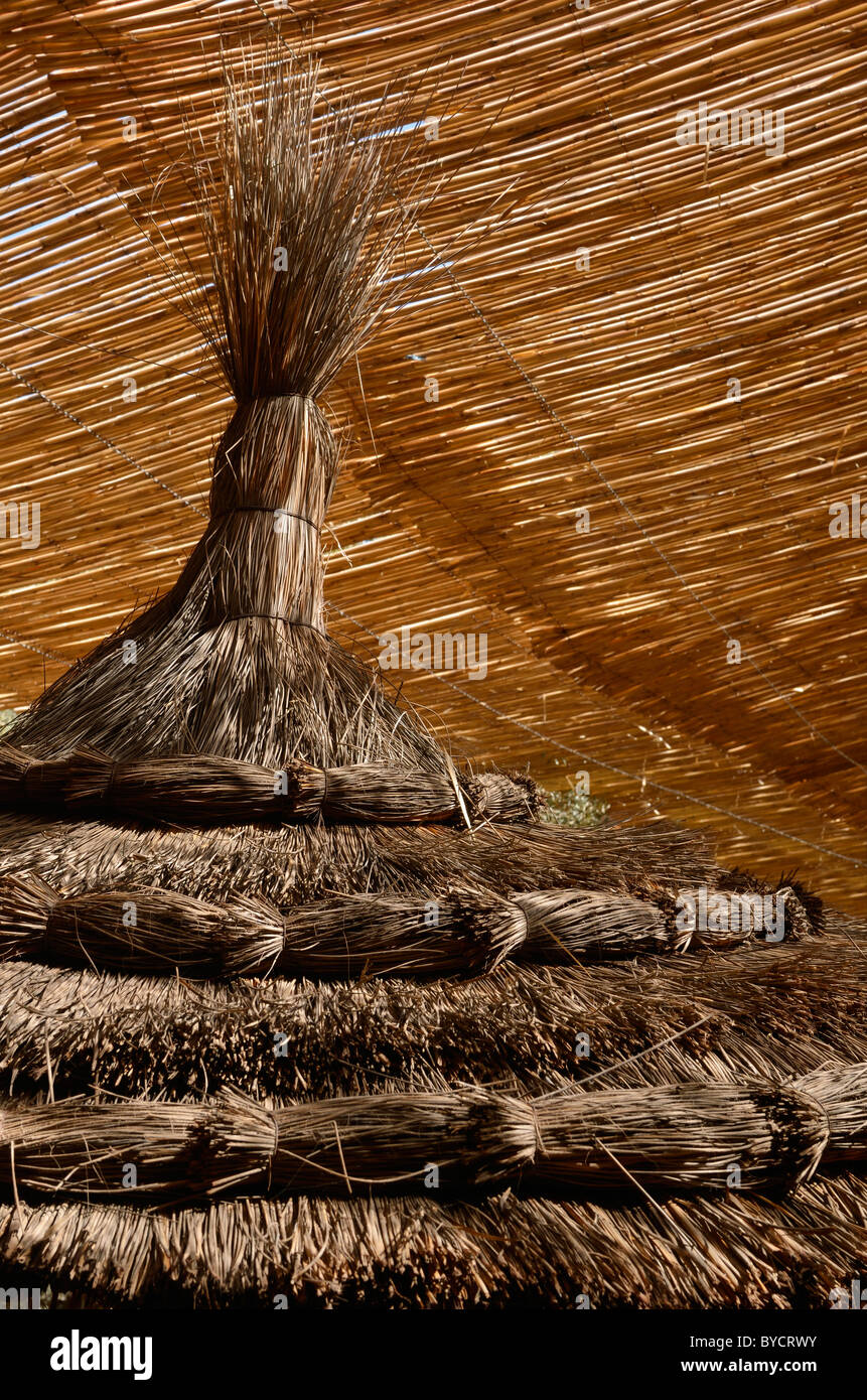 Auszug aus Stroh Dach und Bambus Dach innen Kasbah Amerhidil in Skoura ...