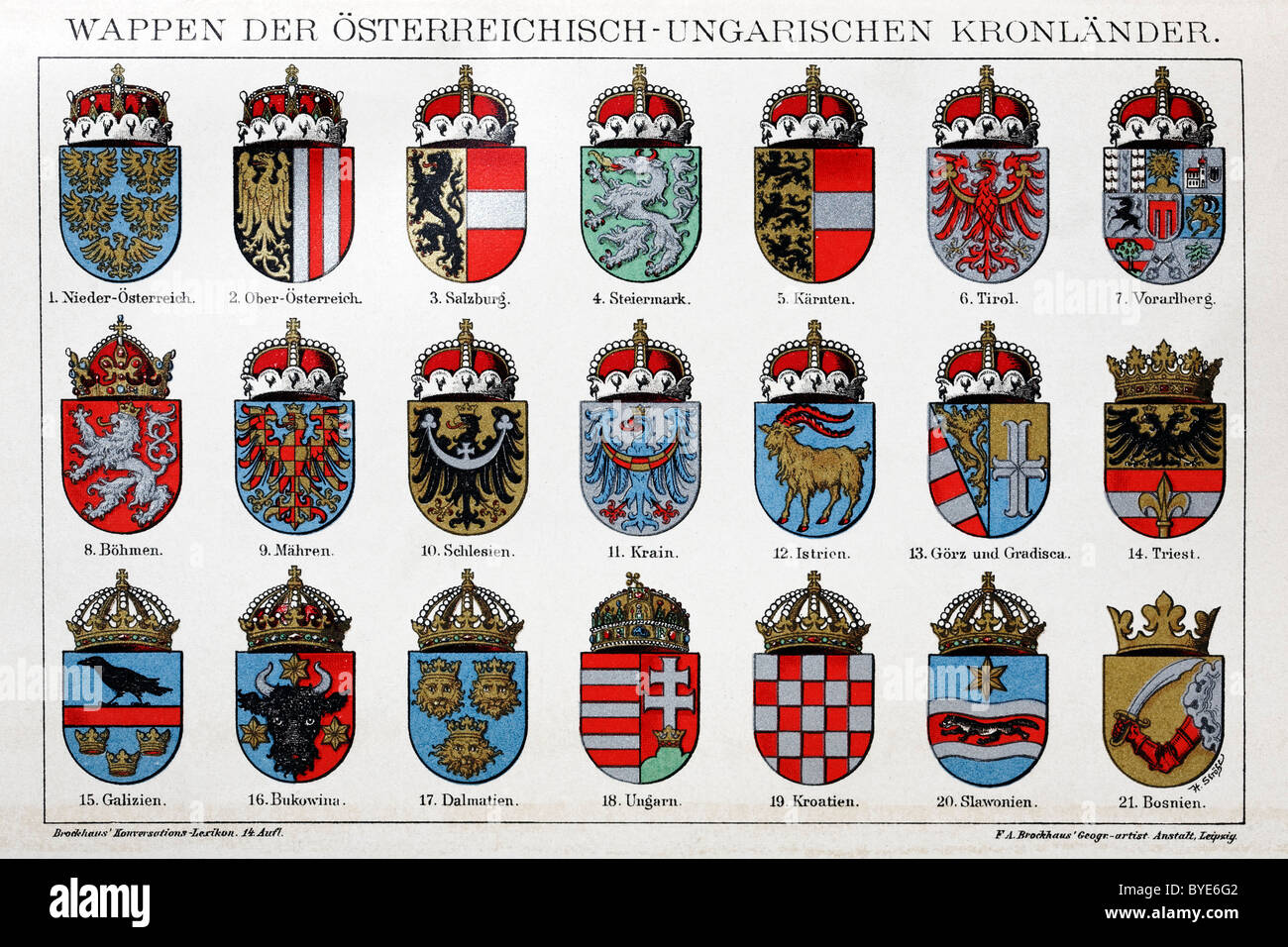 Historische Wappen der österreichisch-ungarischen Kronländern aus der ...