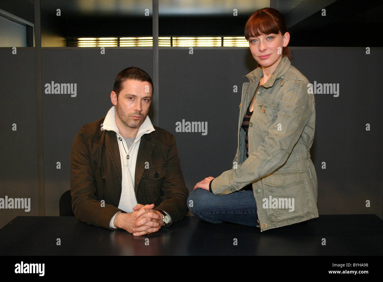 Denis Petkovic, Nicole Marischka, am Set der Sat. 1 TV Kriminalität ...