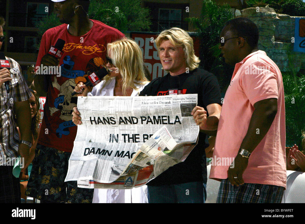 John Salley, Pamela Anderson, Hans Klok, Rodney Peete Dreharbeiten zu ...