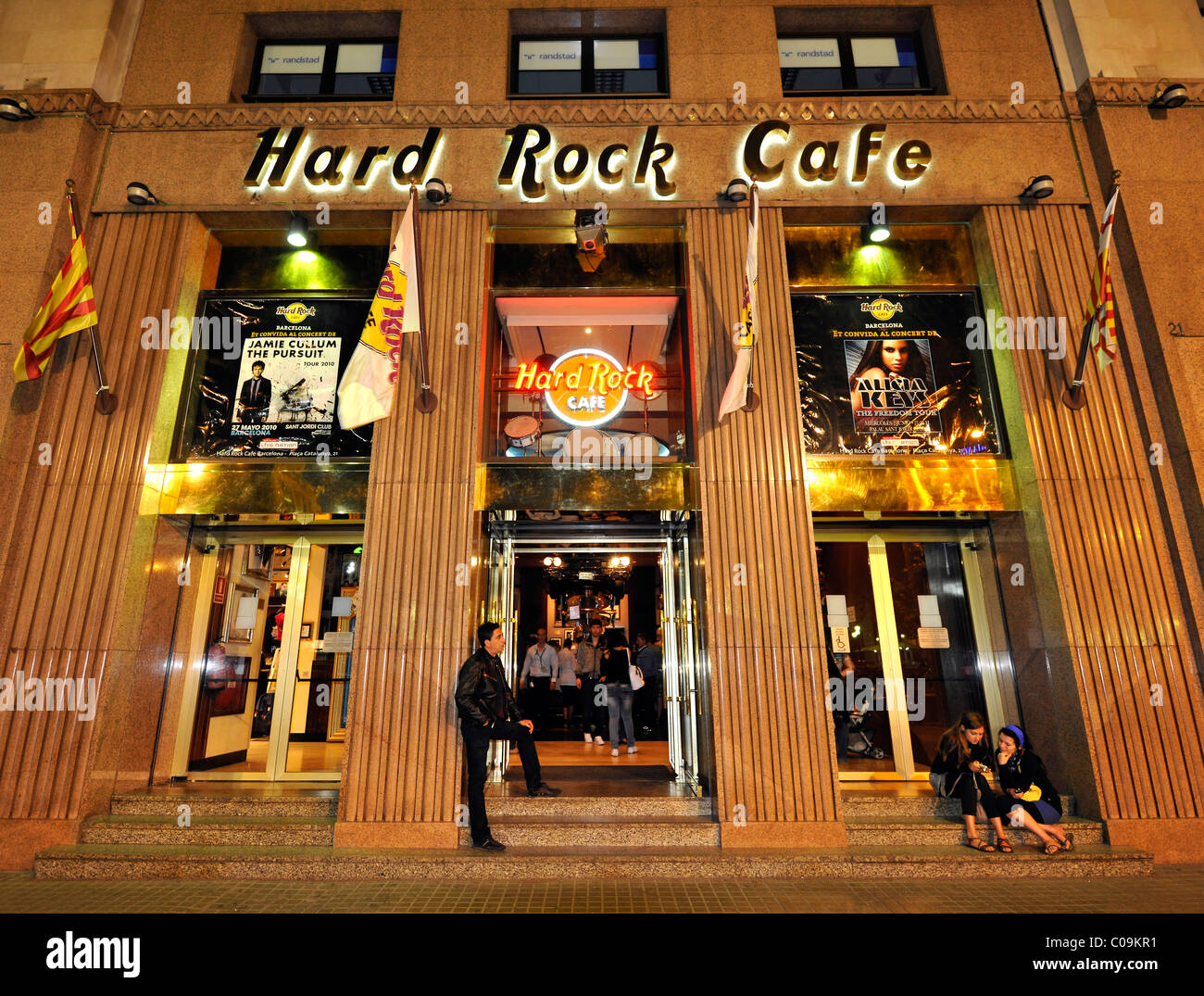 Nachtaufnahme, Hard Rock Cafe Barcelona, Katalonien, Spanien, Europa ...