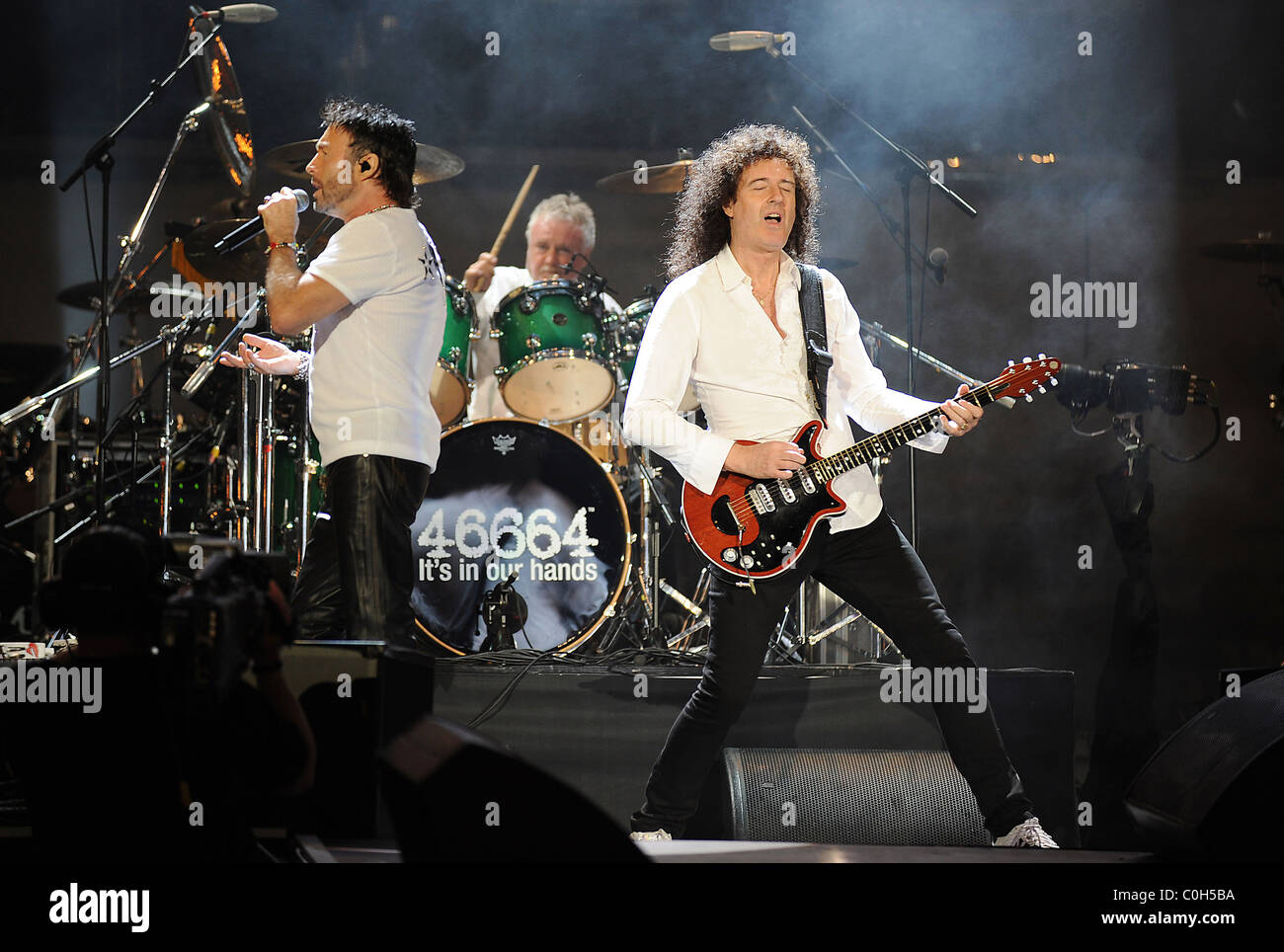 Paul Rodgers, Brian May und Roger Taylor von Queen erscheinen auf dem ...