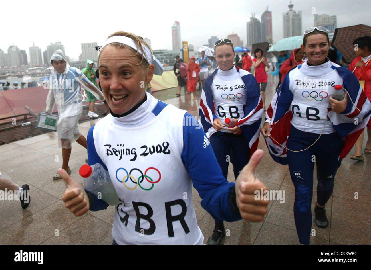 Sarah Ayton, Sarah Webb und Pippa Wilson aus dem britischen Yngling ...