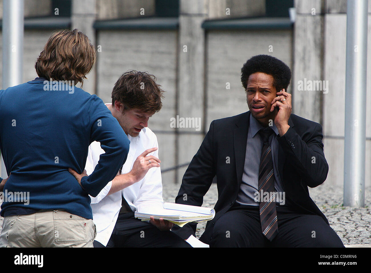 Deutscher Schauspieler Ken Duken, C.S.I Star Gary Dourdan am Set des ...