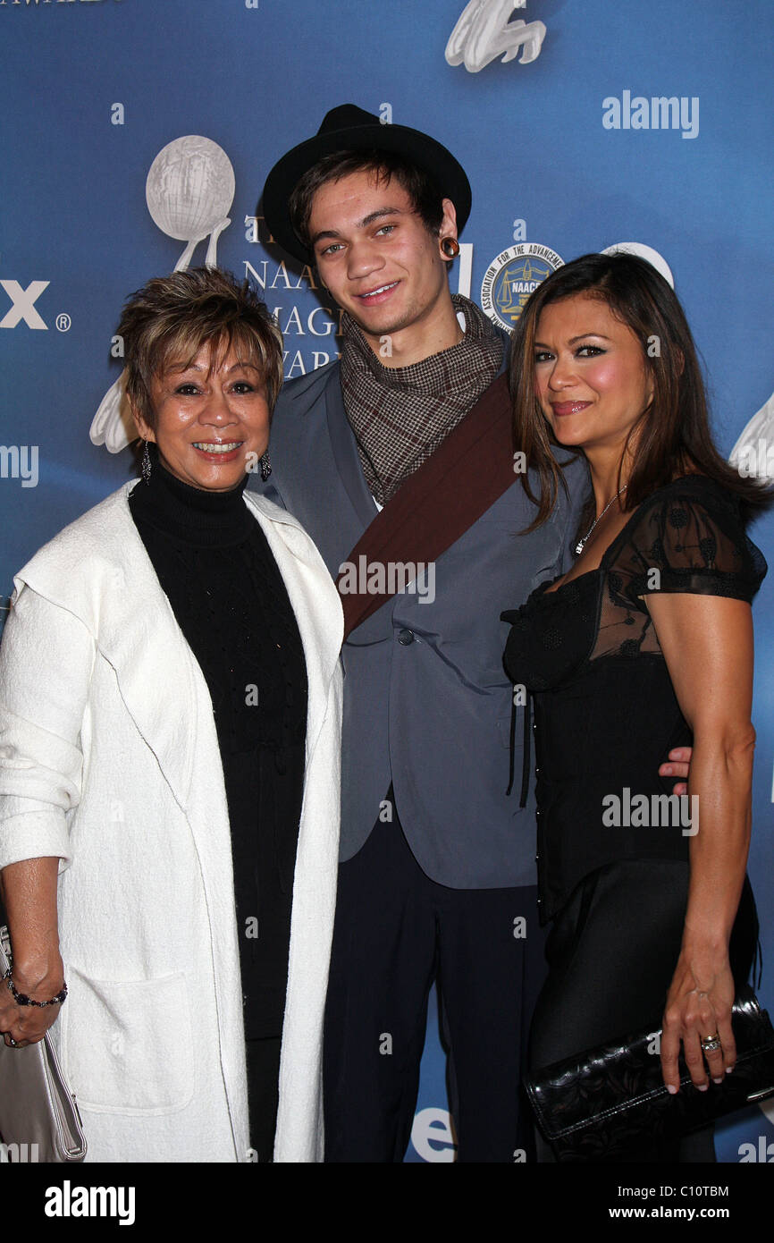 Nia Peeples mit ihrer Mutter Elizabeth Peeples und Sohn Christopher ...