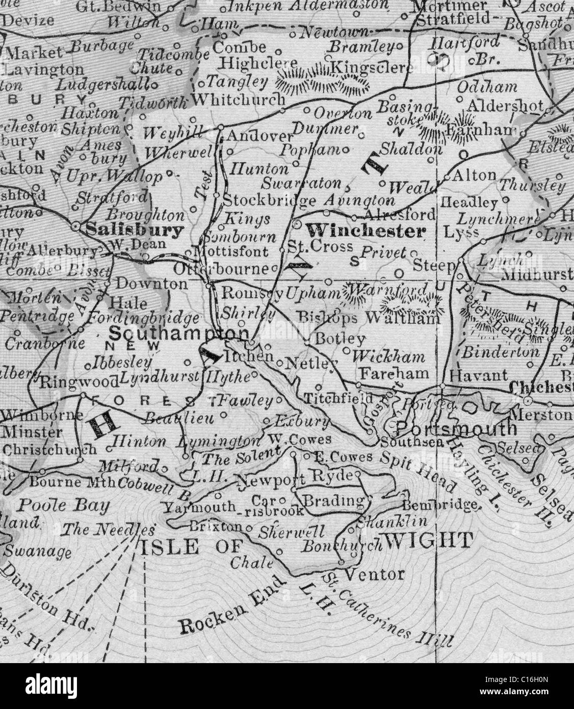 Alte Karte von Hants County aus original Geographie Lehrbuch, 1884 ...