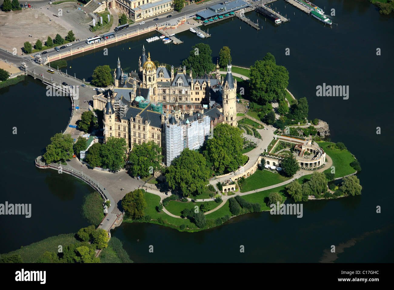 Luftaufnahme, Schloss Schwerin, Schweriner See, Schwerin, Mecklenburg ...