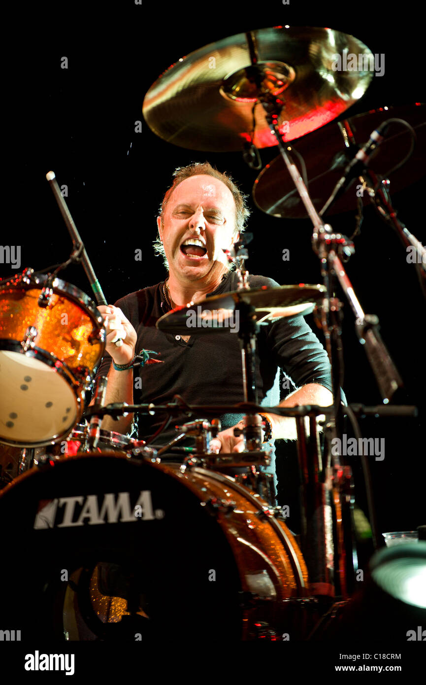 Lars Ulrich Metallica die live auf der Bühne in der O2 Arena. London ...