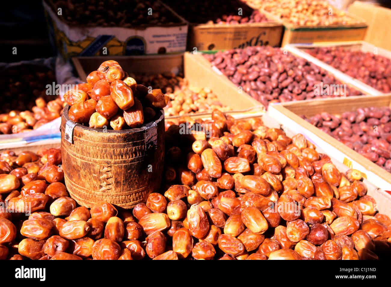 Jemen, alte Stadt von Sanaa, Termine in der Gewürz-souk Stockfotografie ...