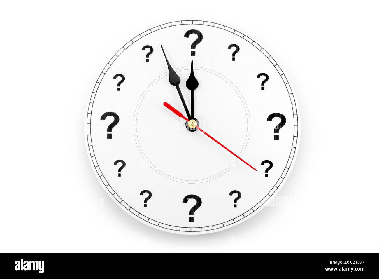 Fragezeichen-Uhr, Konzept der Zeit Stockfotografie - Alamy
