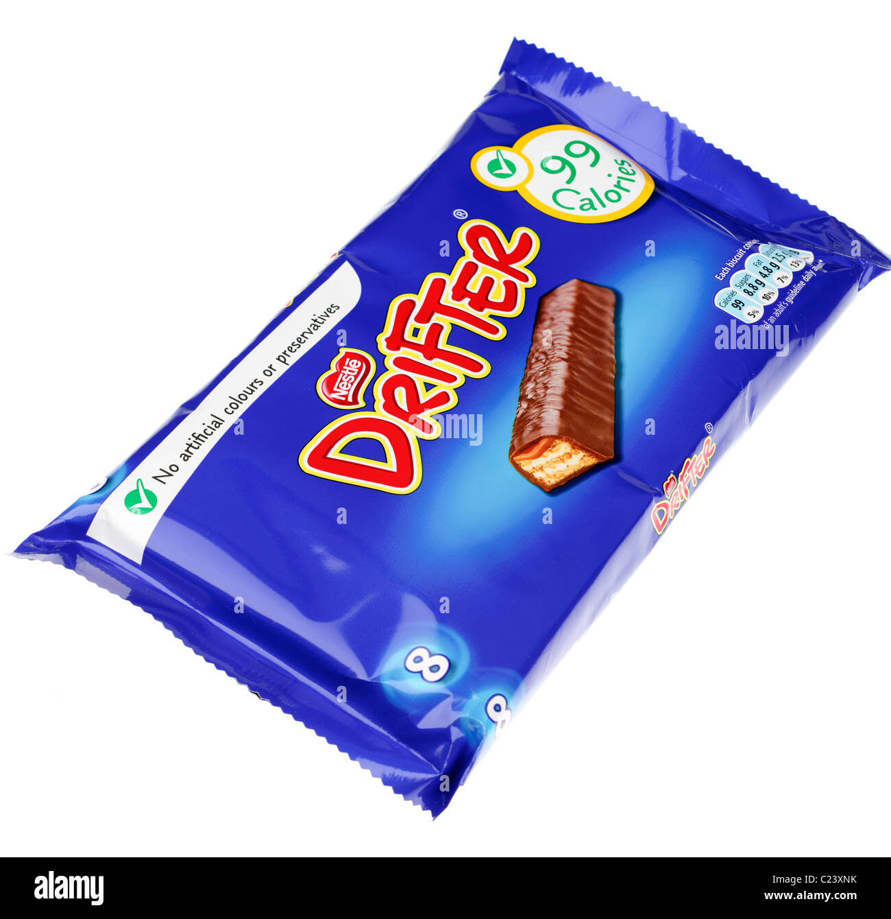 Paket von acht Nestle Drifter Schokolade bedeckt Keks bars ...