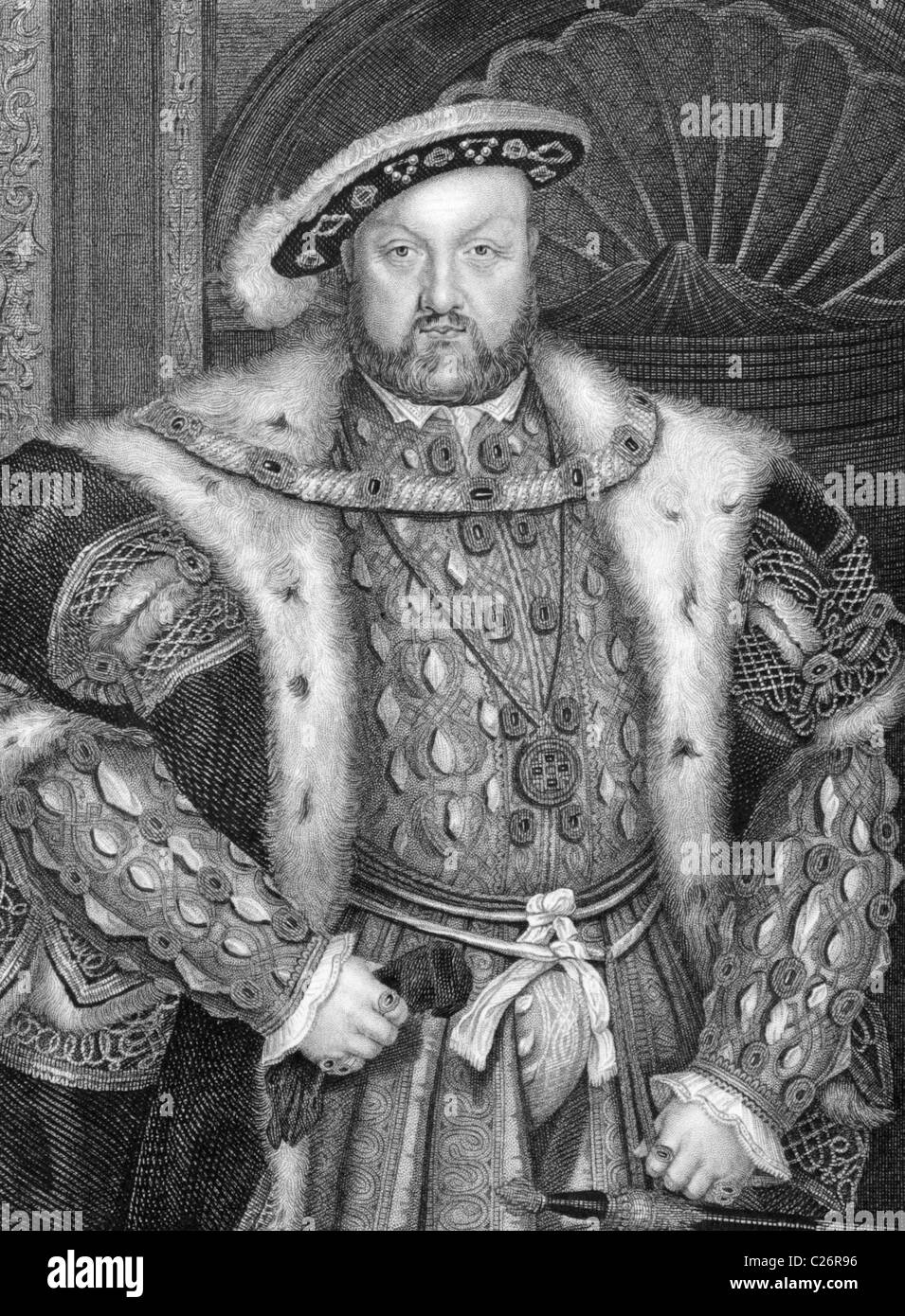 Henry VIII (1491-1547) auf Gravur aus dem Jahre 1838. König von England ...
