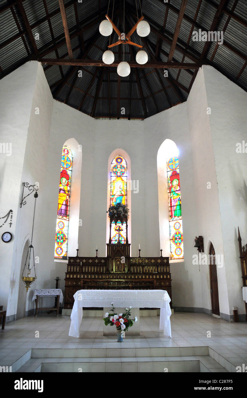 Innere der Kirche Notre Dame de L'Assomption, La Digue Island ...