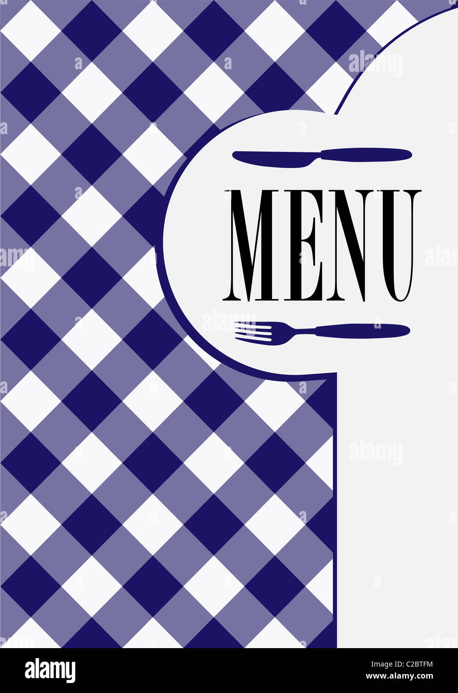 Menü-Karte-Design - Menü Zeichen und Besteck Symbol auf dunklen blau ...