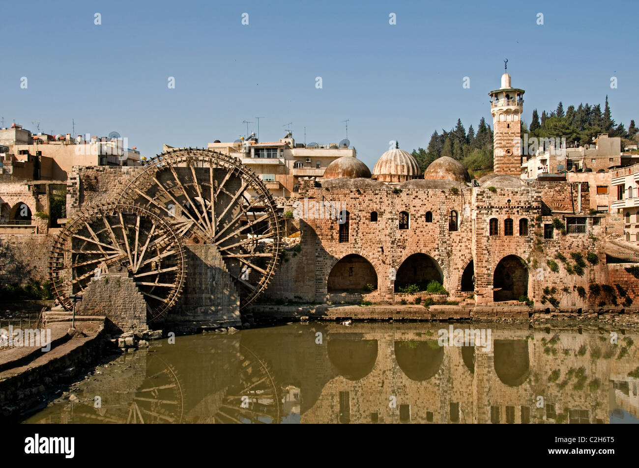 Hama Wassermühle Noria 20 Meter hohen Syrien Orontes River zu bauen, in ...