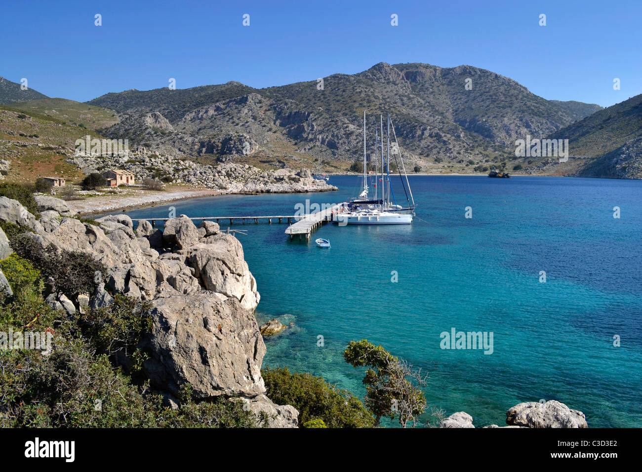 Yacht-Stopp bei Bosukkale, Bosuk Buku, Mugla, Türkei Stockfotografie ...