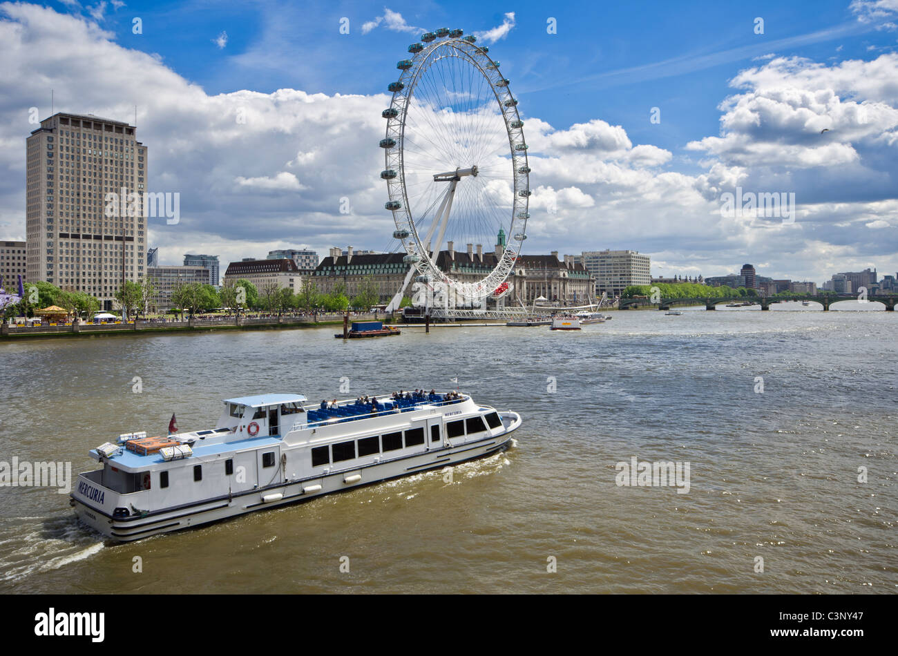 Themse, London Eye und Shell-Hochhaus Stockfotografie - Alamy