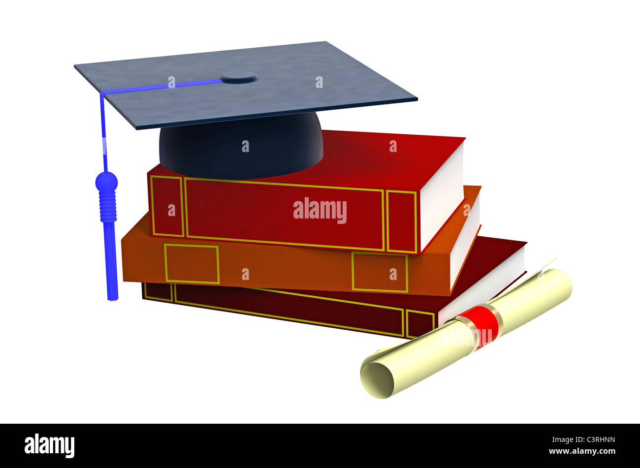 Diplom und graduierung cap isoliert render golden -Fotos und ...