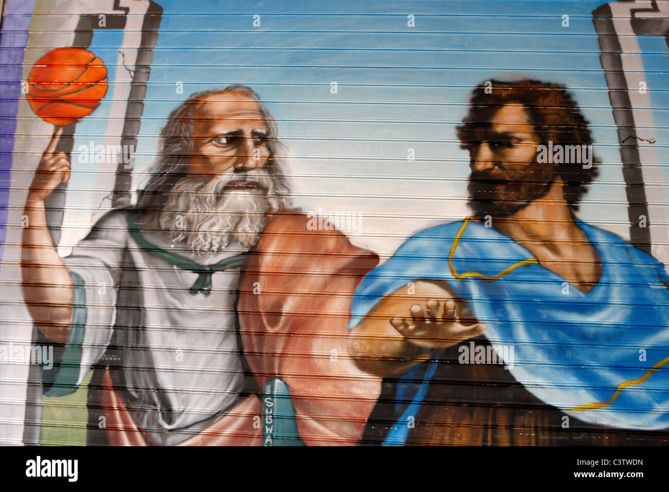 Die griechischen Philosophen Platon mit dem basketball Stockfotografie ...