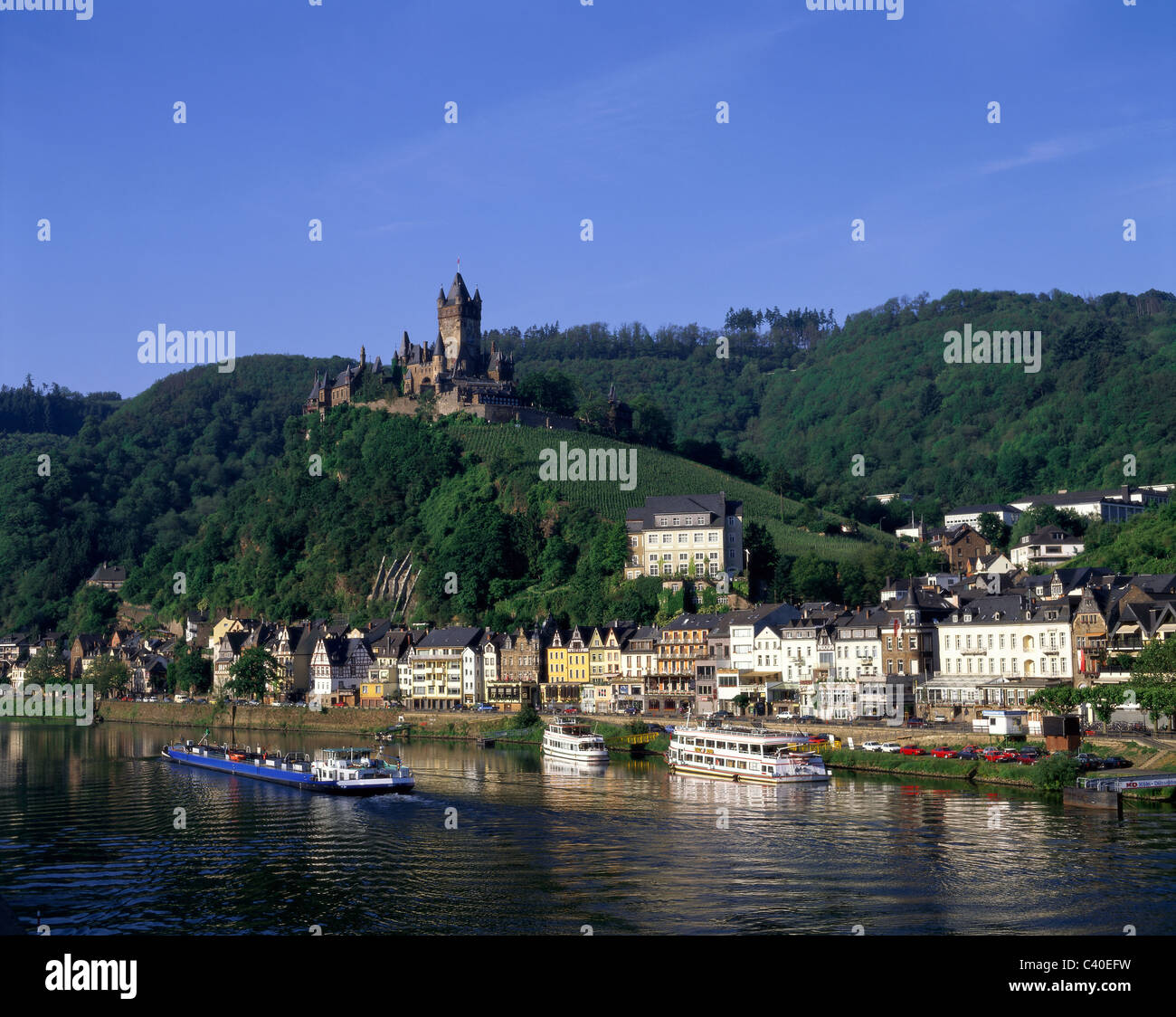 Boote, Burg, Cochem, Dock angedockt, Festung, Deutschland, Europa ...