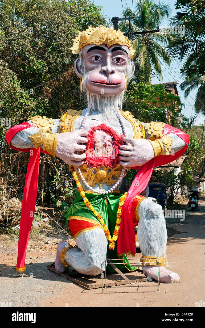 Hindu-Gott Hanuman Figur in religiöses Fest Goa Indien Stockfotografie ...