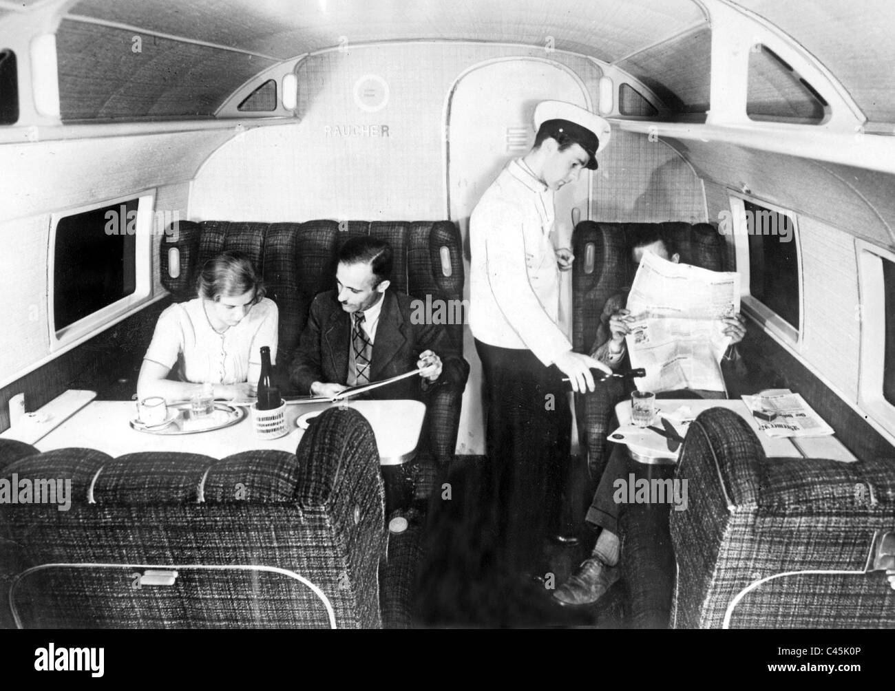 Raucher Kabine in einer Focke-Wulf FW 200 Condor, Lufthansa, 1937 ...