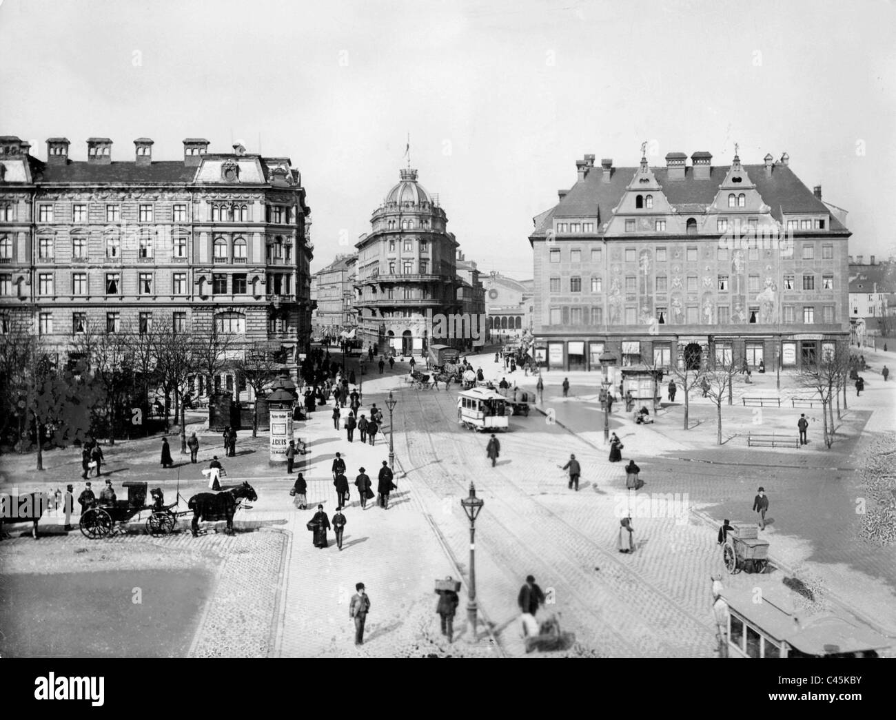Historische München: Karlsplatz/Stachus in München Stockfotografie - Alamy