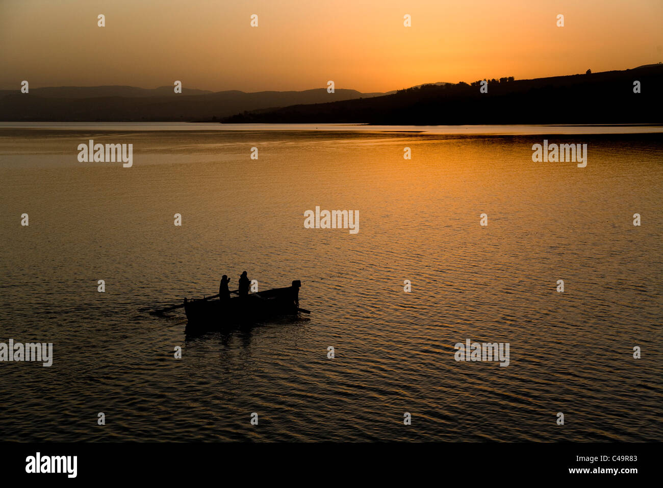 Luftaufnahme des See Genezareth bei Sonnenuntergang Stockfotografie - Alamy