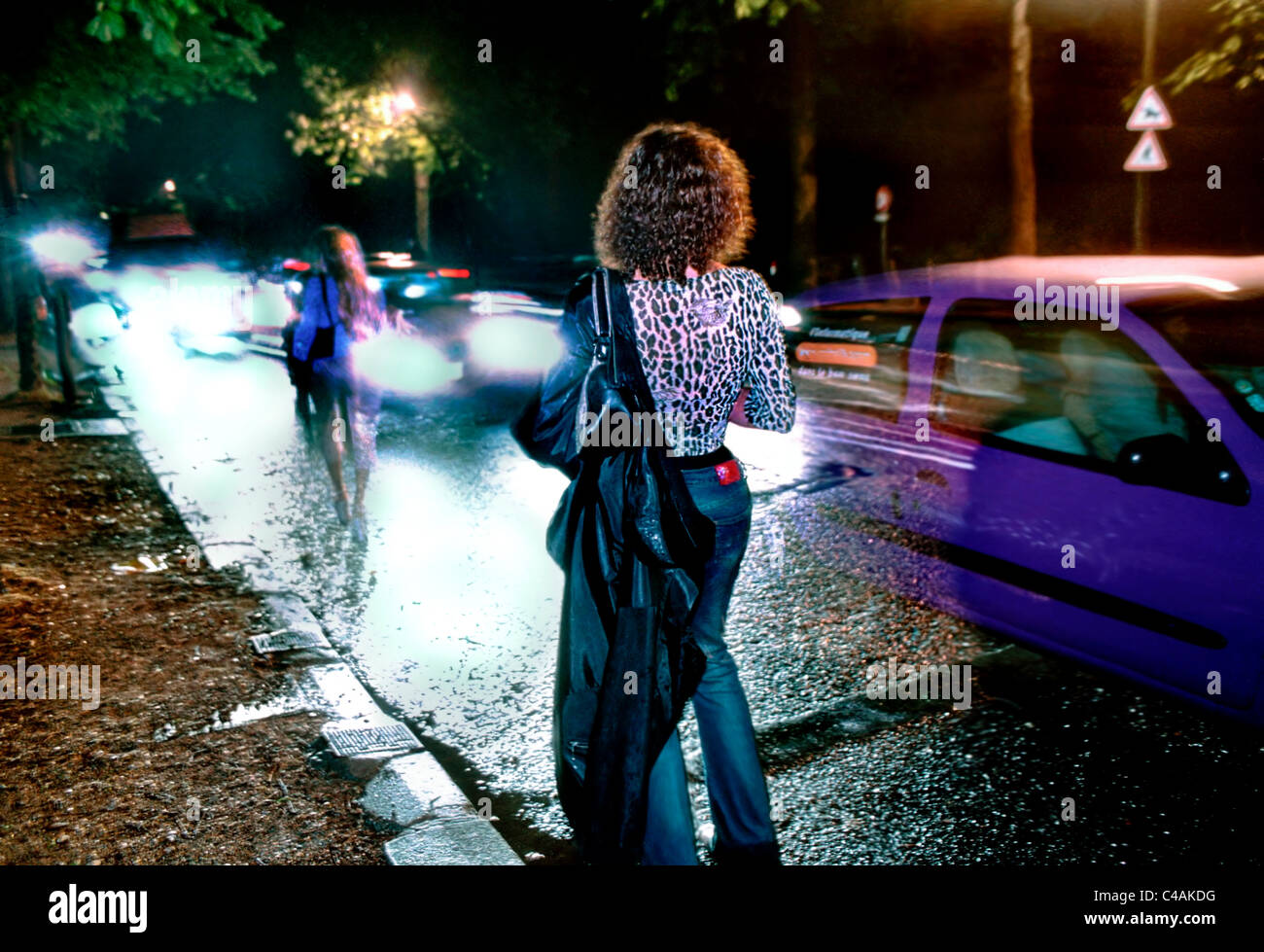 Paris Frankreich Französische Prostituierte Autos Nachts Im Bois De