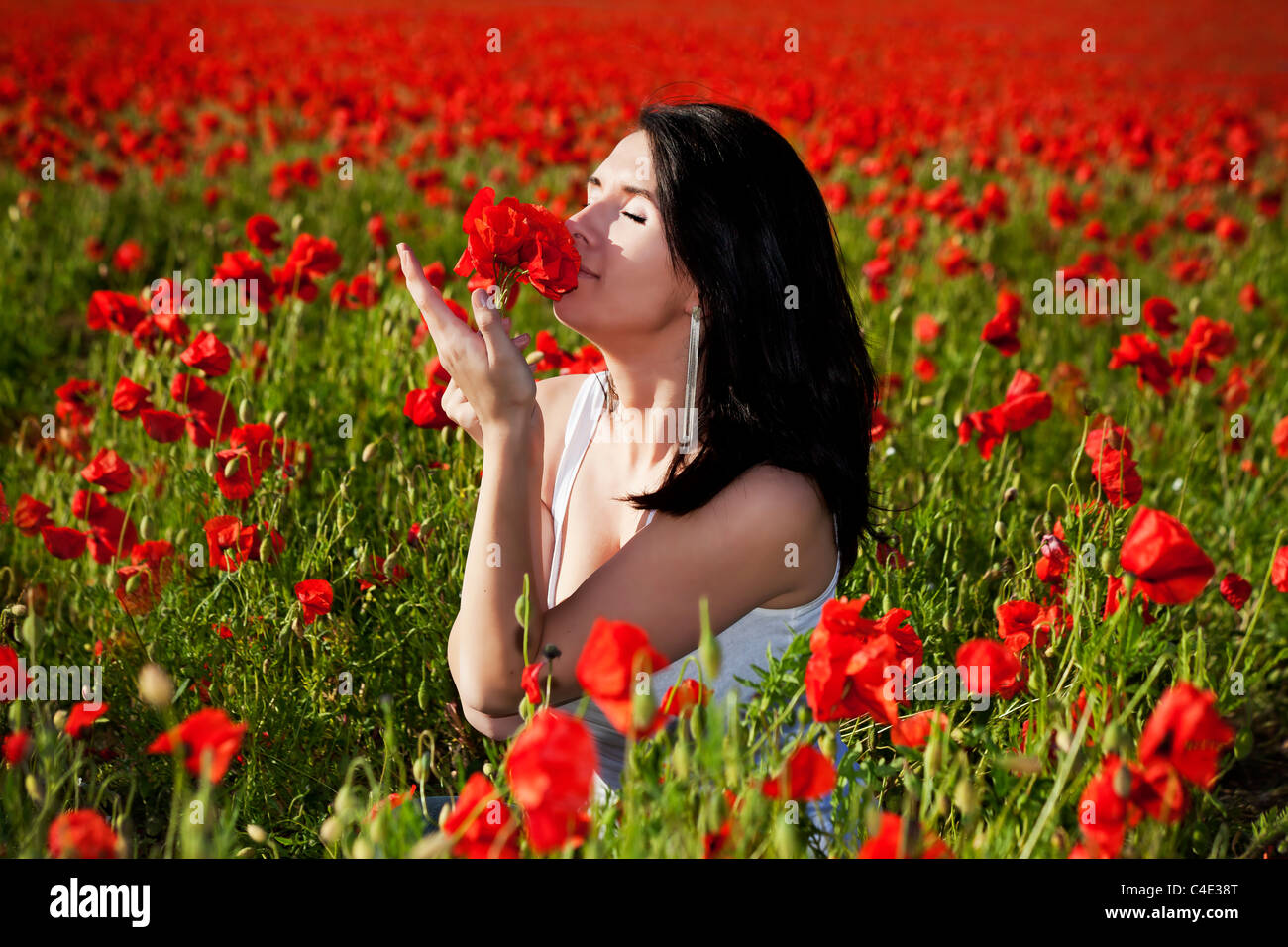 Frau Mohn Feld Stockfotos und -bilder Kaufen - Alamy