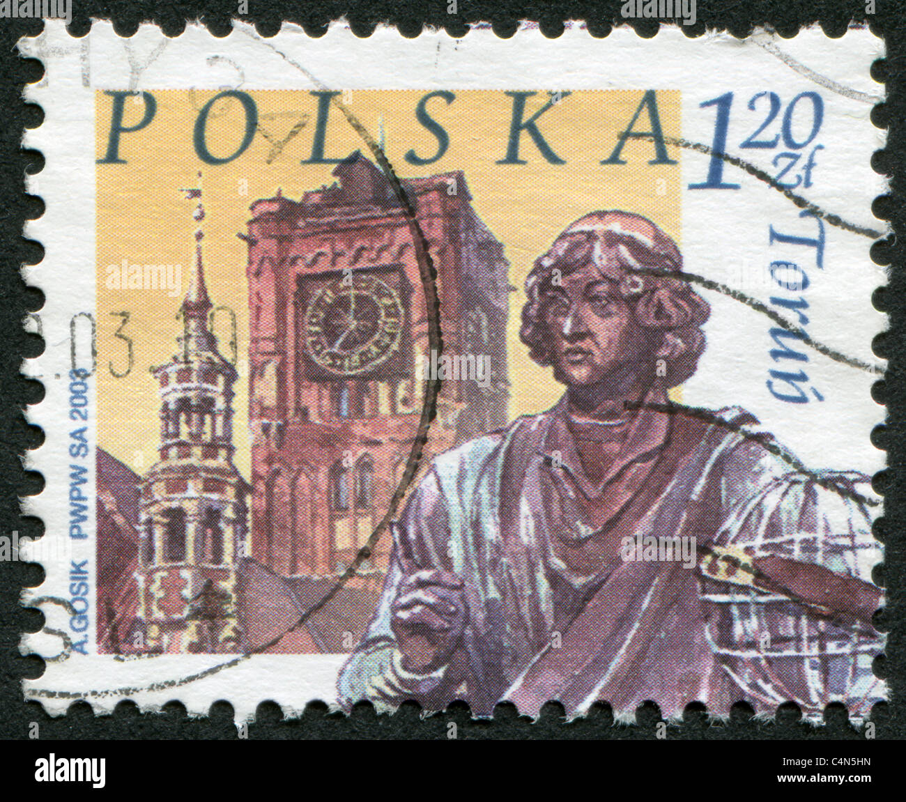 Polen 2003: Eine Briefmarke gedruckt in Polen, ist die Stadt ...