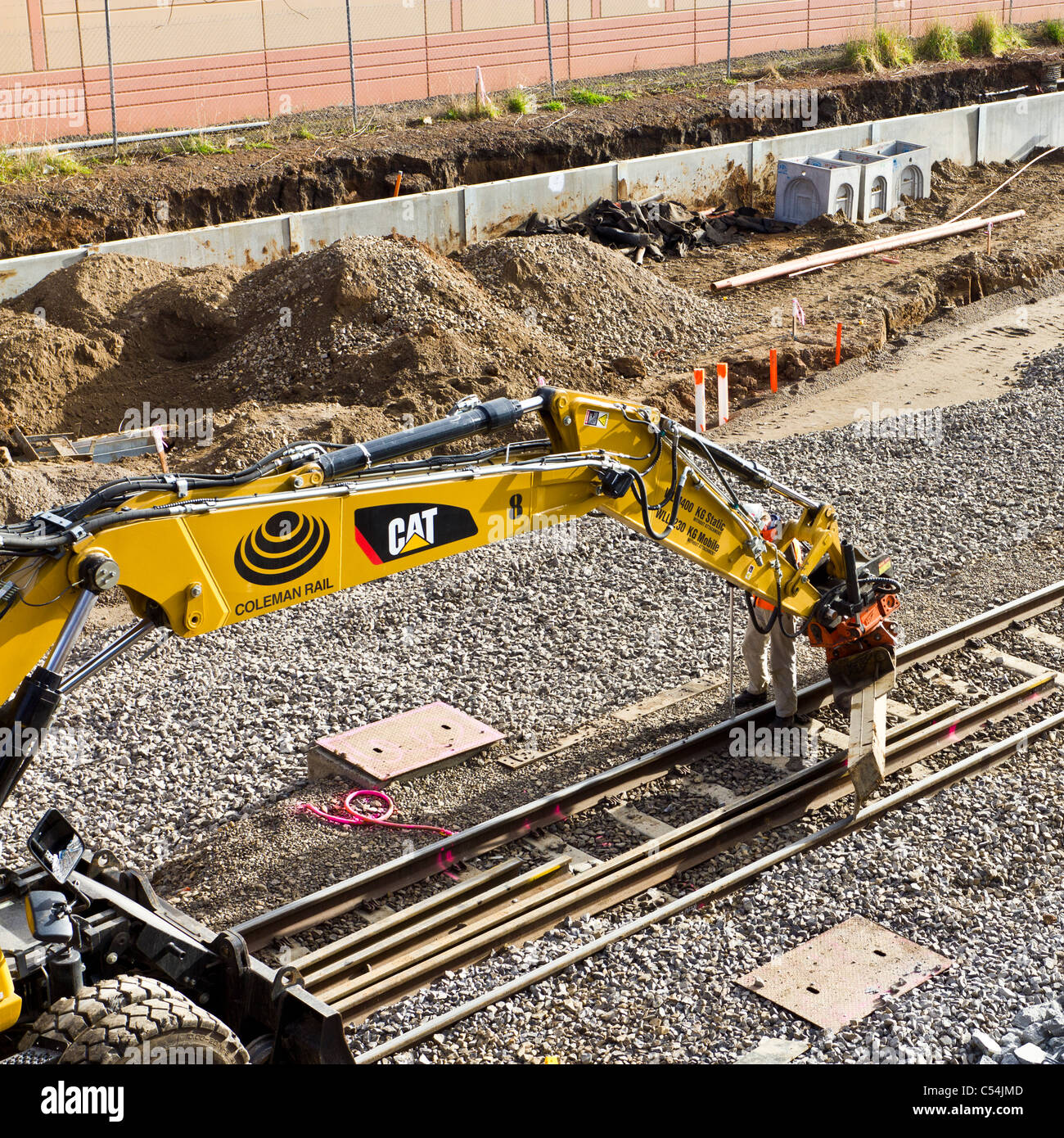 Mechanische Bahn Gleisbau bei Eisenbahn-upgrade Stockfotografie - Alamy