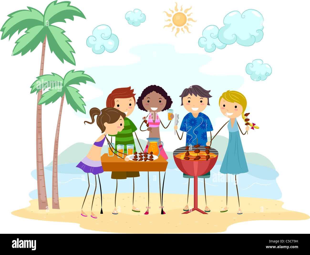 Beispiel für eine Grillparty mit Freunden Stockfotografie - Alamy