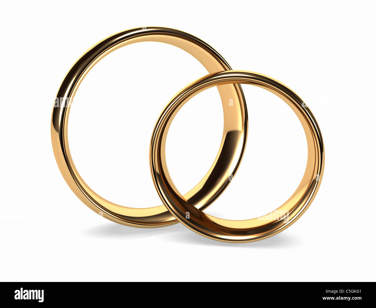 Zwei goldene Hochzeit Ringe stehen nebeneinander Stockfotografie - Alamy