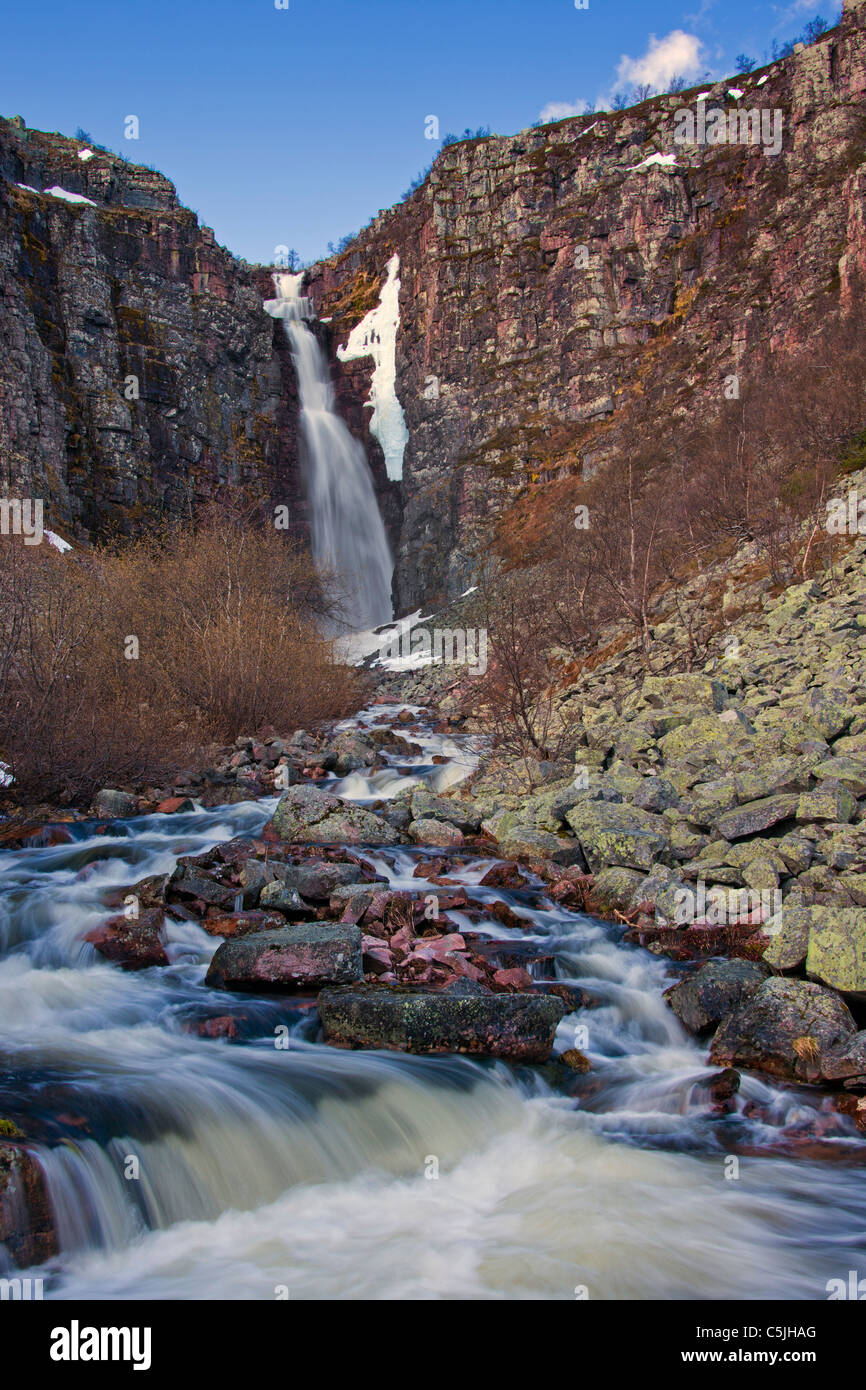 Njupeskär, der höchste Wasserfall in Schweden, Fulufjället Nationalpark ...