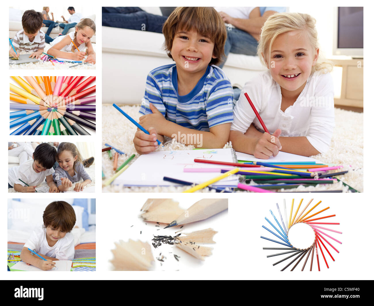 Collage von Kindern zeichnen Stockfotografie - Alamy