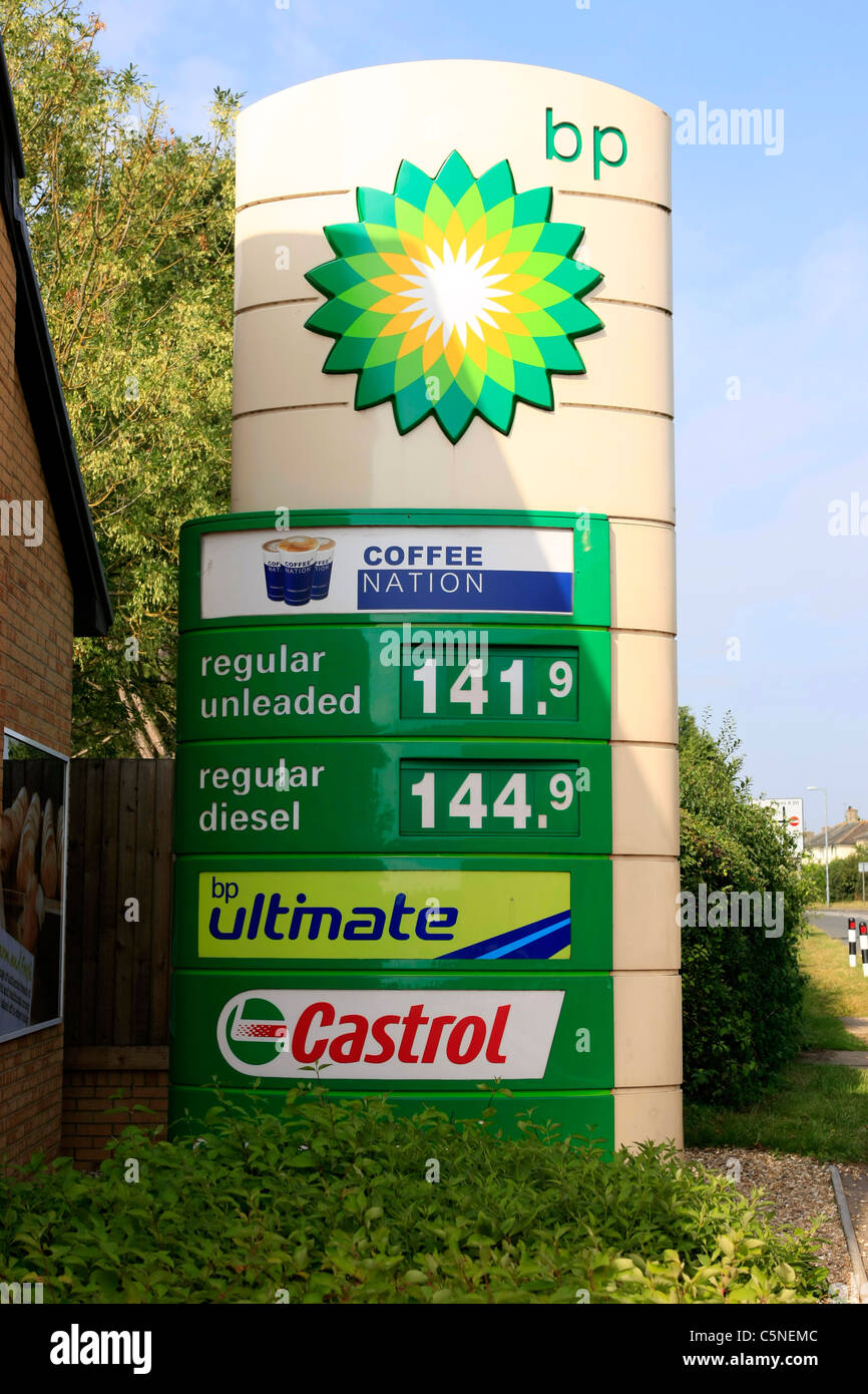 BP Benzin und Diesel Tankstelle Preise pro Liter Stockfotografie - Alamy