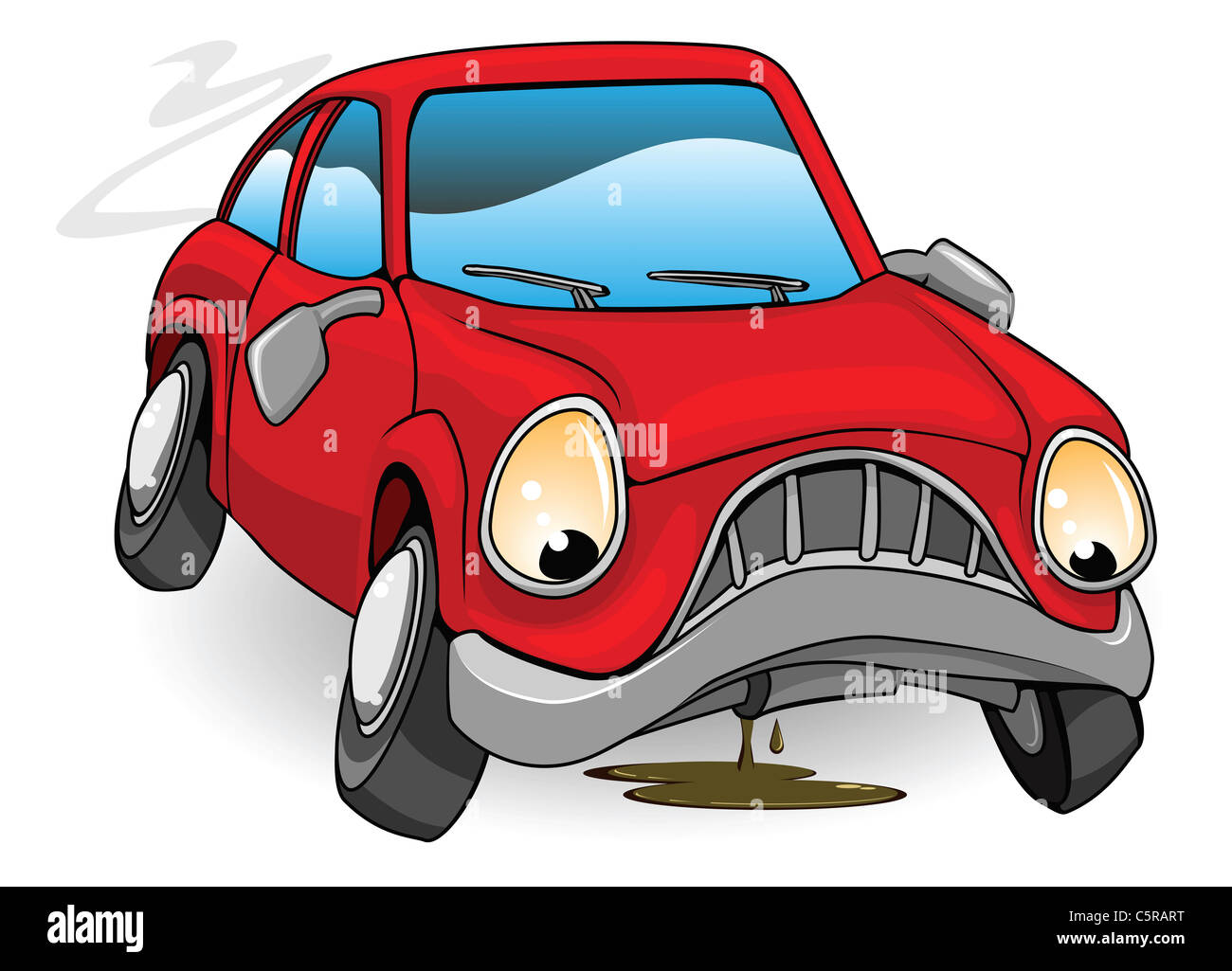 Ein Beispiel für ein trauriges rote Cartoon Auto zerlegt ...