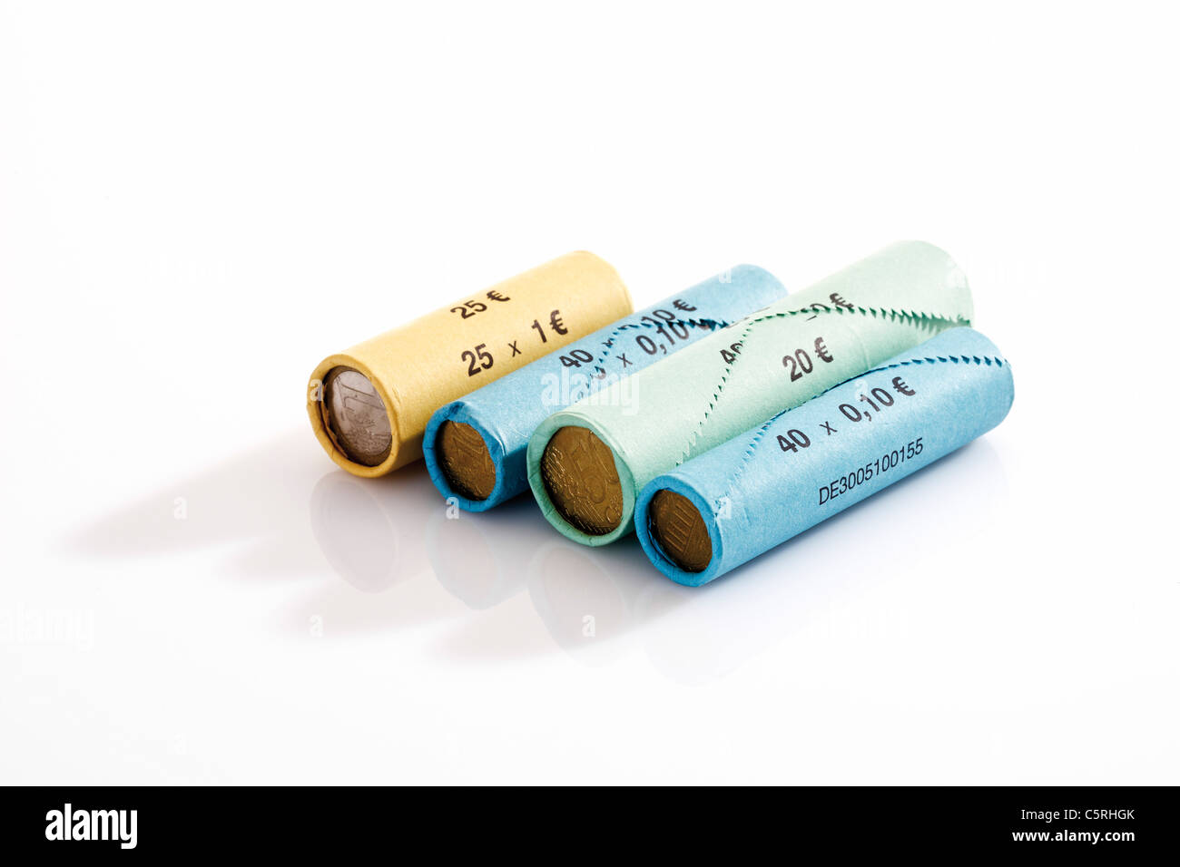 Rollen der verschiedenen Euro-Münzen Stockfotografie - Alamy